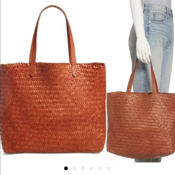 Madewell | Bags | New Madewell Transport Tote Bag Woven Leather Edition ...